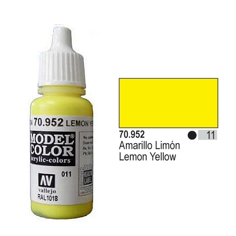 Fredericus-Rex - Vallejo Model Color - 011 Lemon Yellow, 17 ml (70.952)